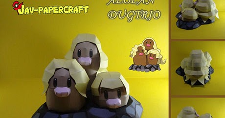 Pokemon: Alolan Dugtrio Papercraft | Paperized Crafts