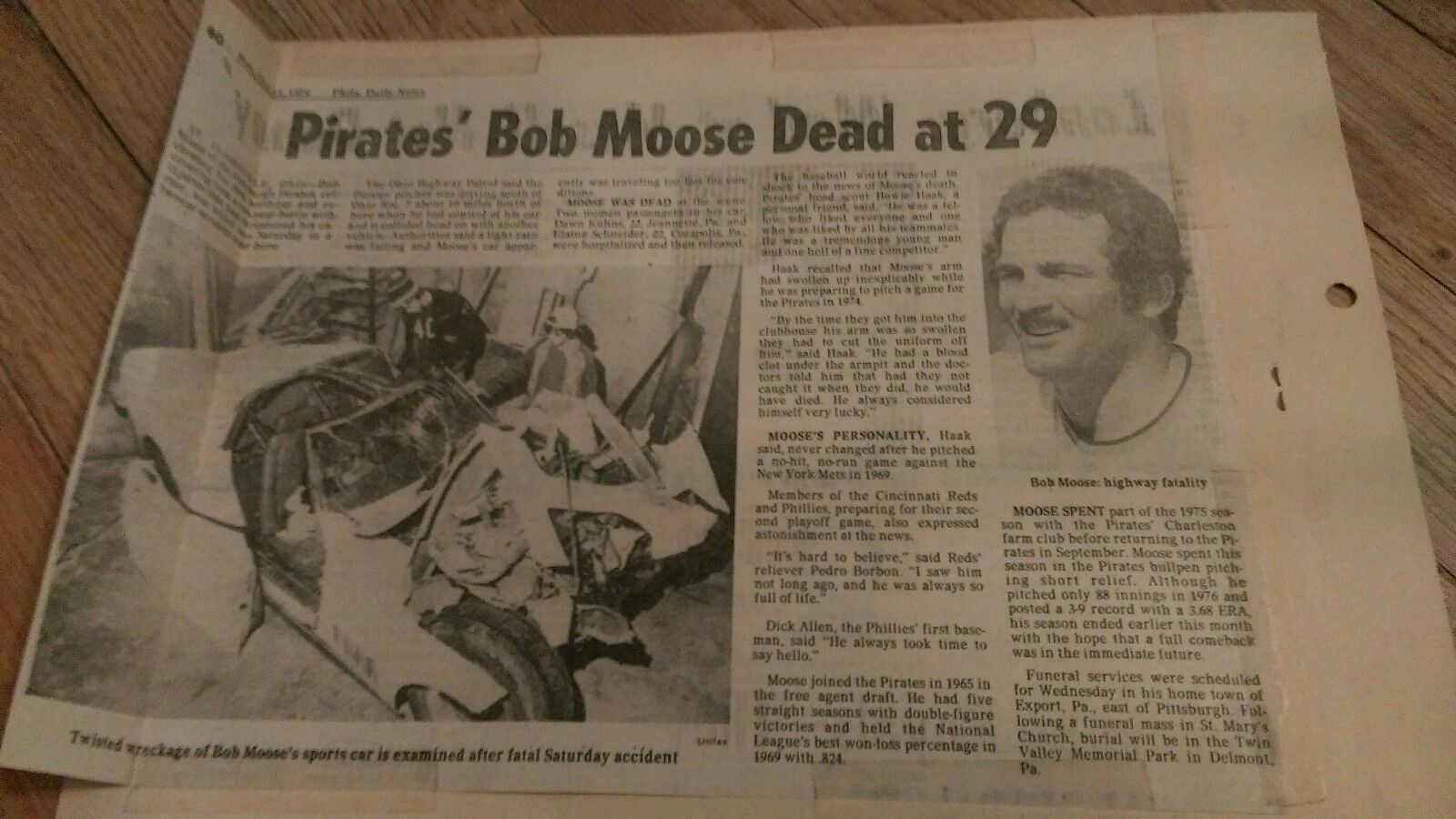 Bob Moose, Pitcher, Pittsburgh Pirates, 1967-1976: September 2016
