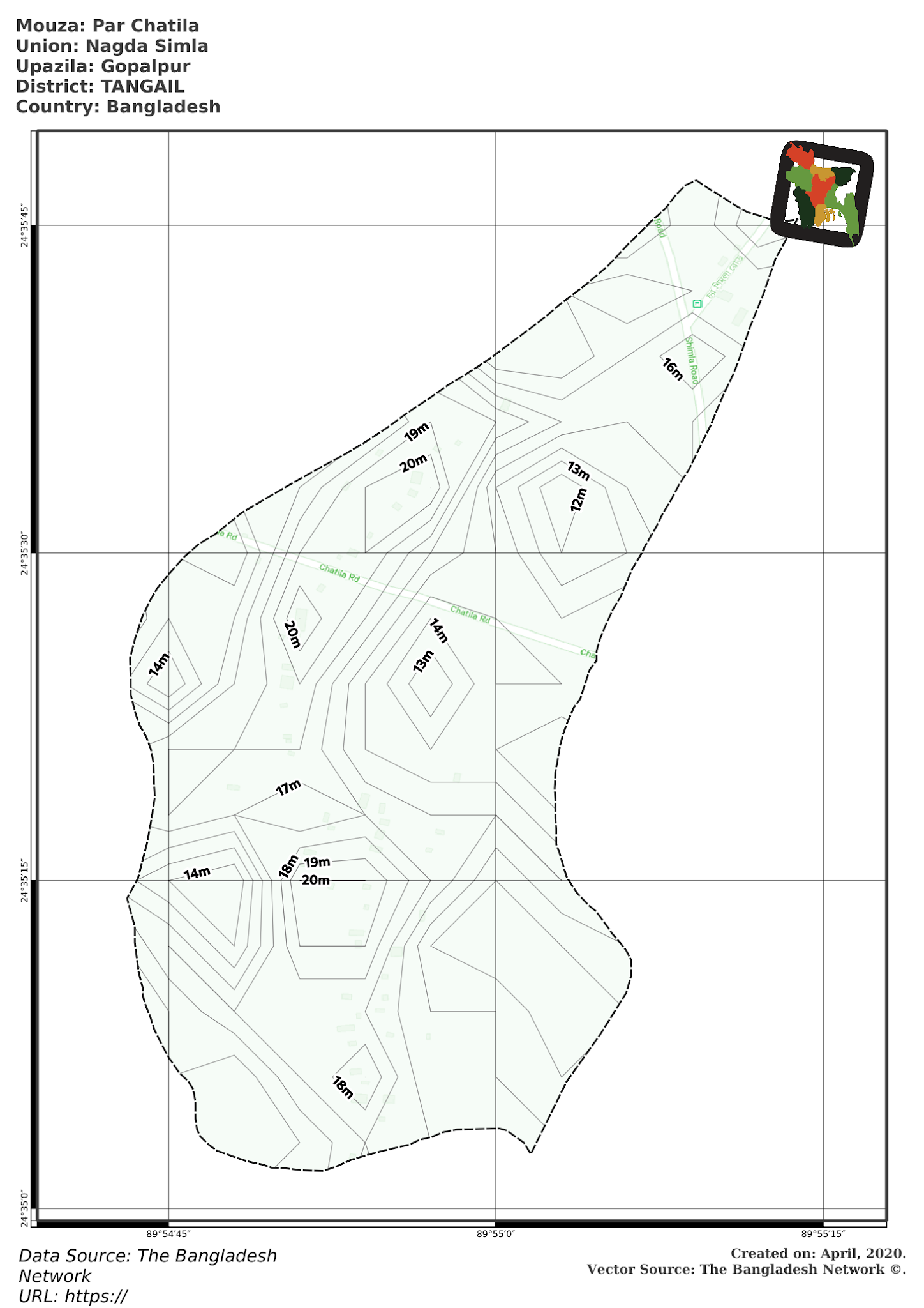 Map of Par Chatila Mouza, Gopalpur, Tangail