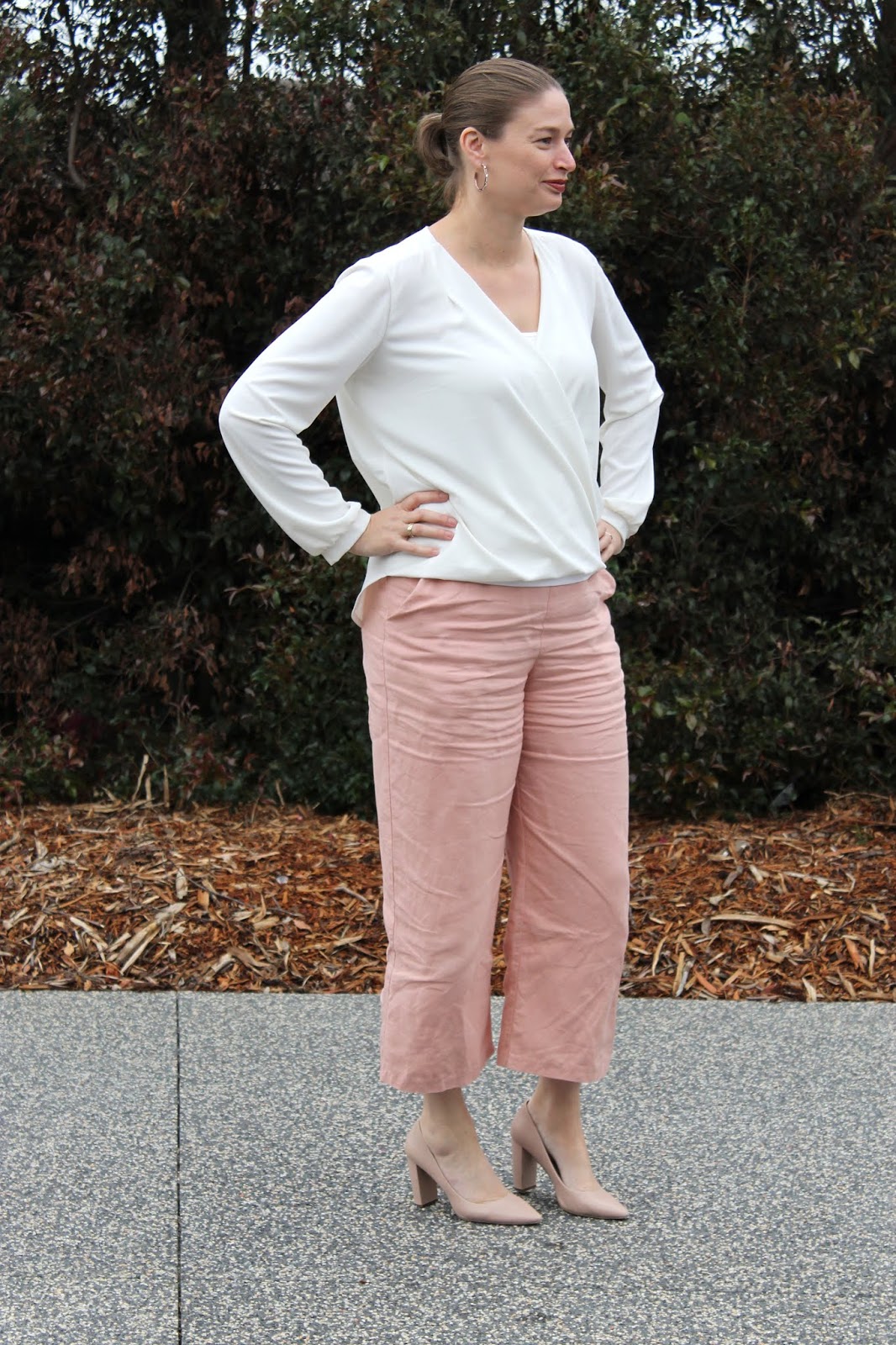 Sew Love Red: Blush pink for winter? New Look 6459 pants.