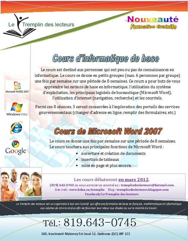 Le Tremplin des lecteurs: Cours d'informatique ou Microsoft Word 2007