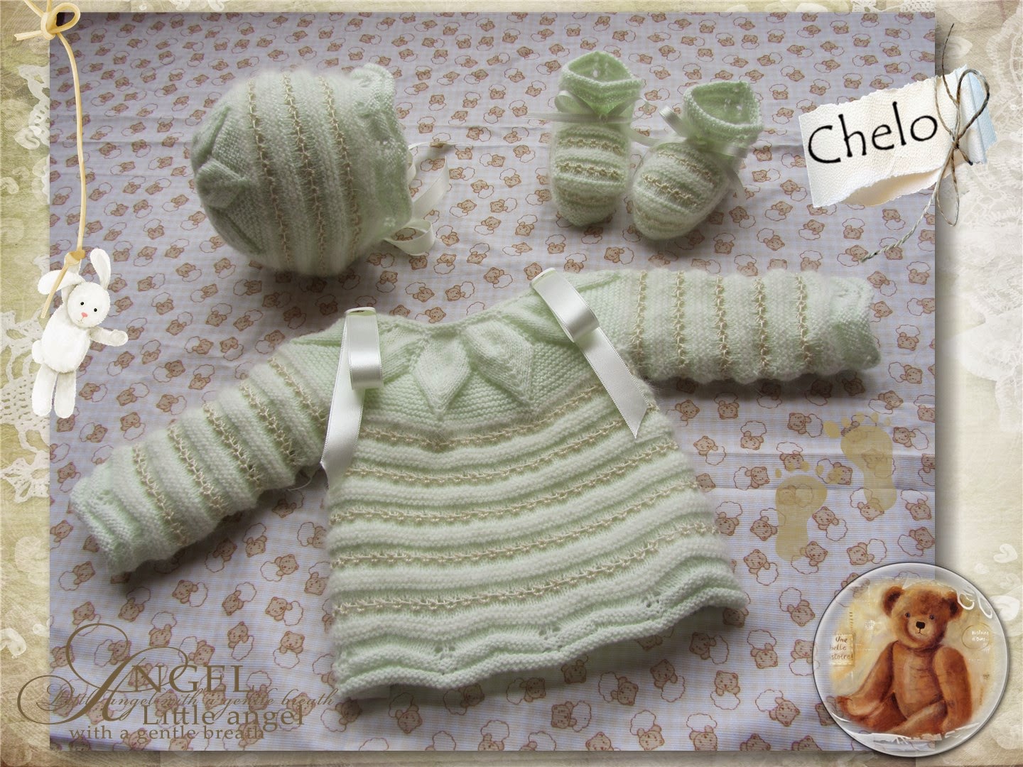 El rincón de Chelo: Conjunto bebé en verde claro