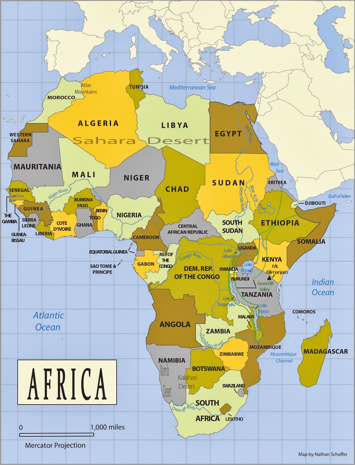 Geography 200 Map Archive: REFERENCE MAP OF AFRICA USING ADOBE ILLUSTRATOR