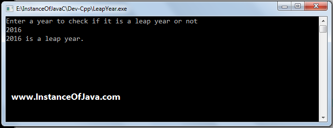 C Program To Find Leap Year Using If Else Instanceofjava