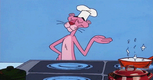 La Pantera Rosa GIF: La pantera rosa preparando pizza