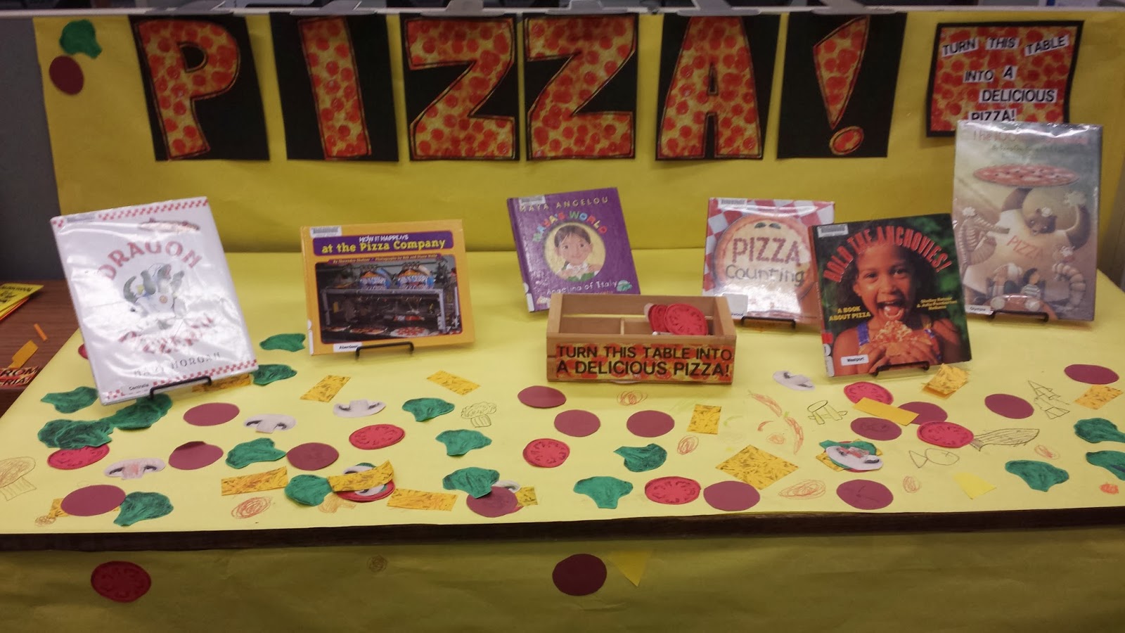 Fairy Twins Book Time: Pizza book display!