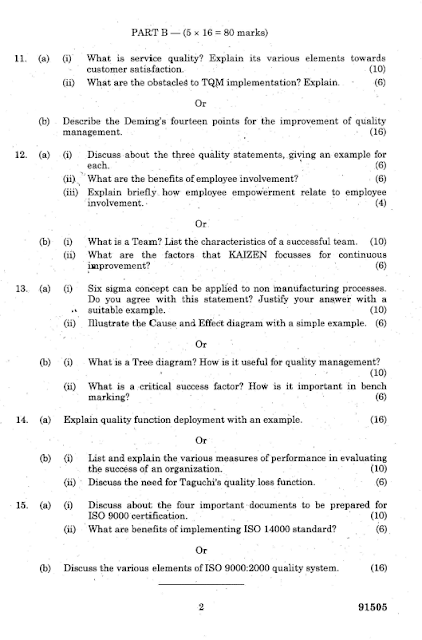 GE2022 Total Quality Management Nov Dec 2014 Question Paper ...