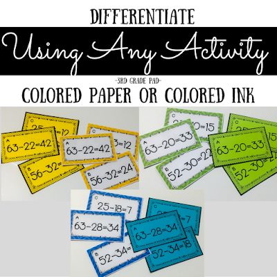 Differentiate Centers Using Simple Color Coding - 3rd Grade Pad