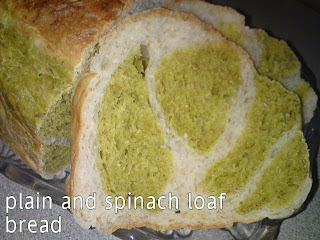 Cooking Pleasure: Plain and Spinach Loaf Bread [Straight Dough Method]