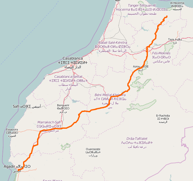 Route Nationale Numéro 8 (RN8 ou N8) - Maroc Maps
