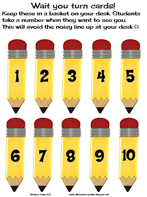 Classroom Freebies Too: Back To School - Wait You Turn Cards