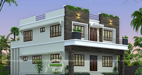 Front, side and back view of box model home - Maison simple de conception