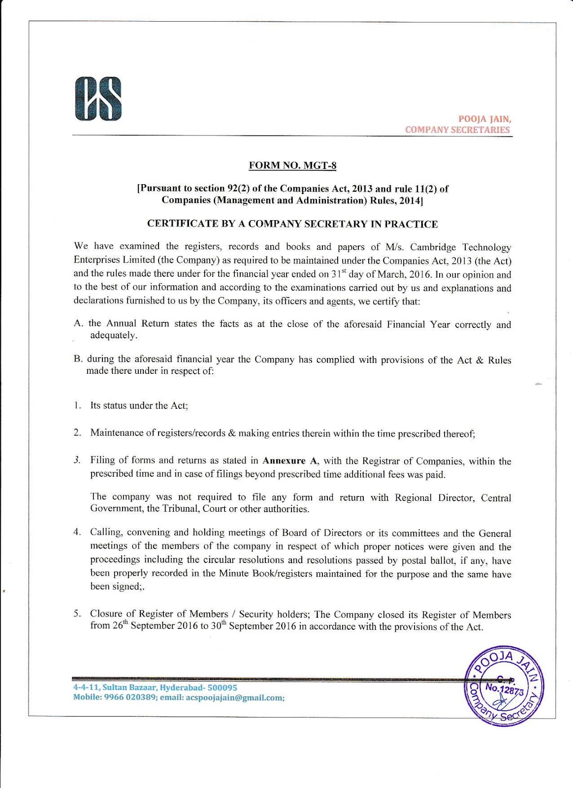 PROMETRICS Finance : Role of Company Secretary in India