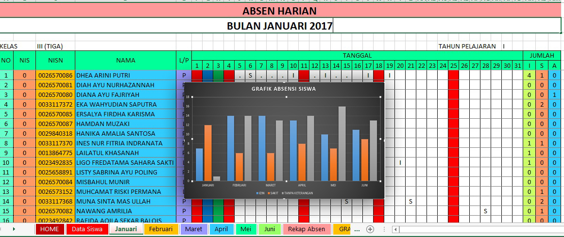 Donwload Aplikasi Absen Siswa Format Excel