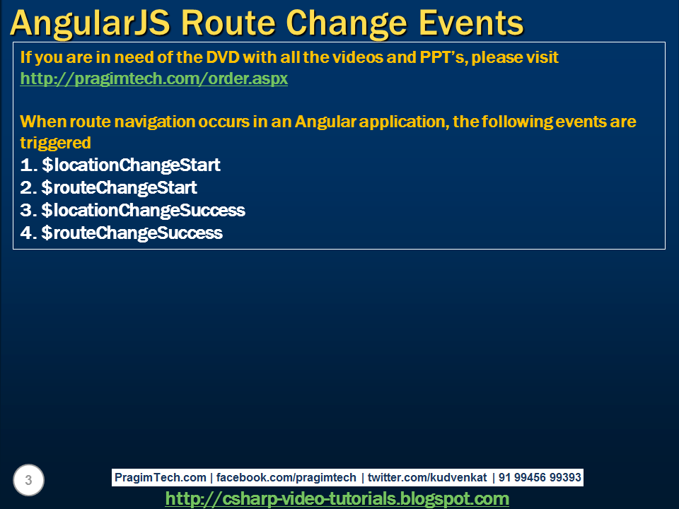 Sql server, .net and c# video tutorial: AngularJS route change events Sql server, .net and c# video tutorial: AngularJS route change events
