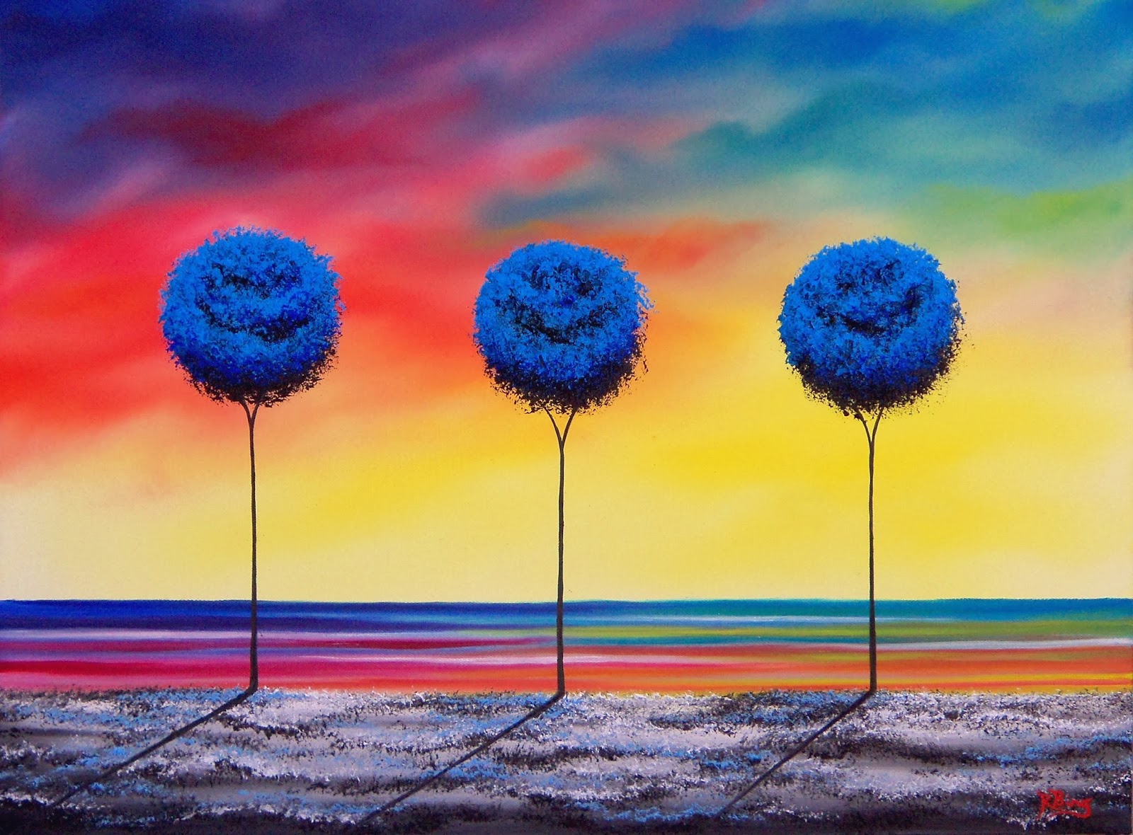 Bing Art by Rachel Bingaman: Blue Tree Art, Abstract Landscape Painting ...