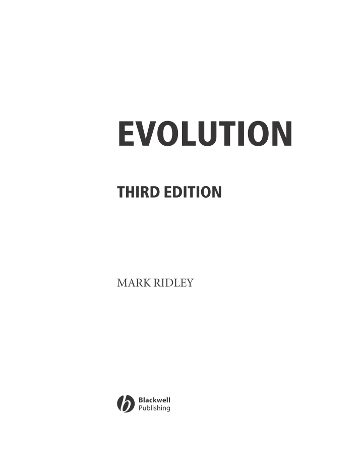 EVOLUTION 3RD EDITION BY MARK RIDLEY - Online Book Shop.Pk
