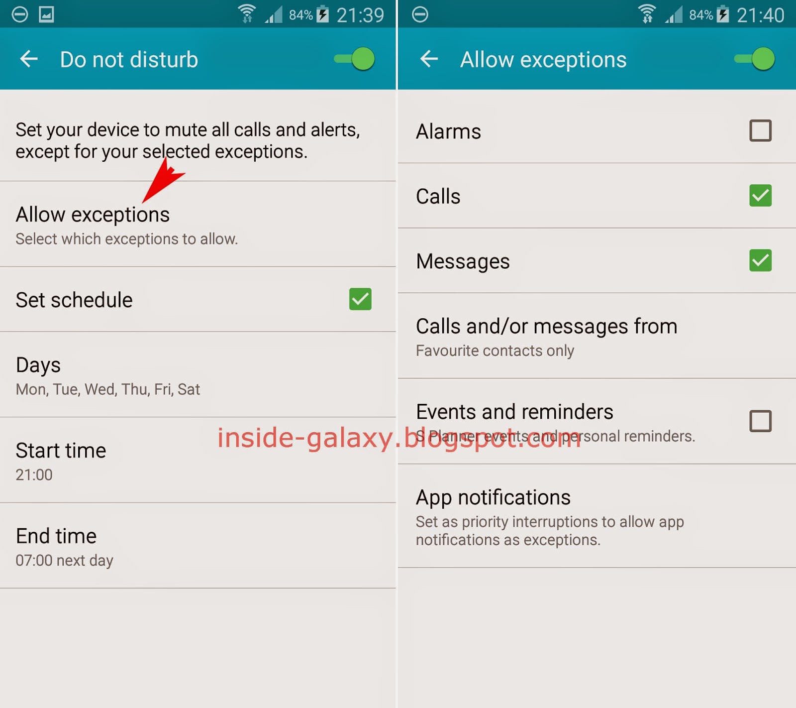 Inside Galaxy: Samsung Galaxy S5: How to Use Do Not Disturb Feature in ...