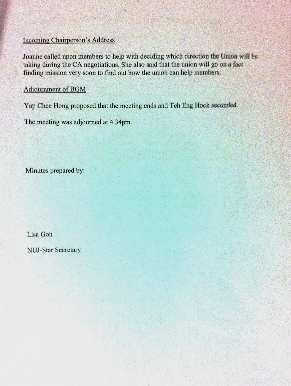 -: Secretary Report 2012-2014