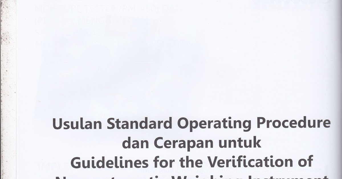 Usulan standard operating procedure dan cerapan untuk guidelines for ...
