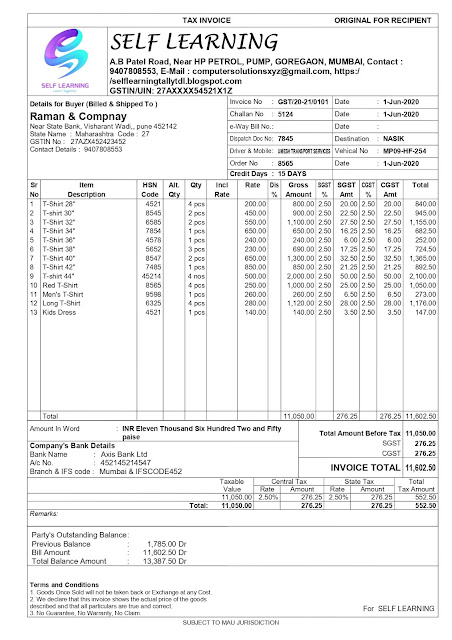 All Tally Invoice Format Sample's, Call Us (Whats App No.): 9407808553 ...