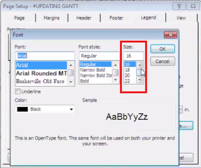 How to adjust the Legend Space in Microsoft Project