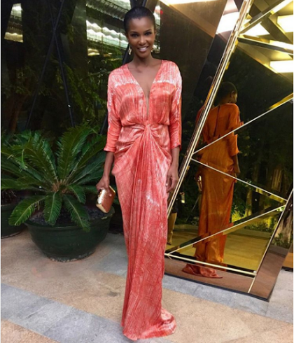 Agbani Darego's beautiful outfit to the Miss World Talent Show