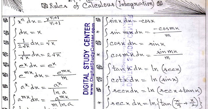 Basic Rules of Integration - Digital Study Center | An Exclusive e ...