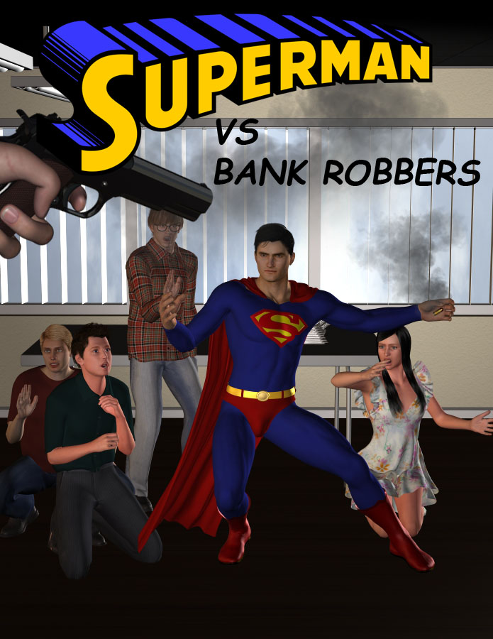 Superhero 3D Art Comic: Superman 3D Art Comic 1 (Superman vs Bank Robbers)