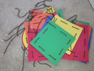 Half Day in Pre K: DIY Shape Lacing Cards