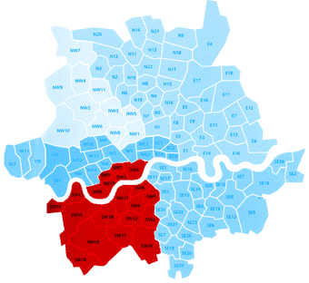 South West London Map Region | Map of London Political Regional