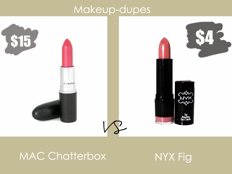 Makeup dupes: MAC Chatterbox vs NYX Fig
