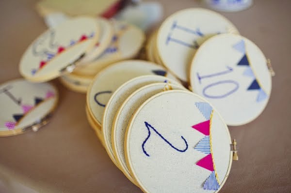 A Girl from Wollaston: embroidered table numbers