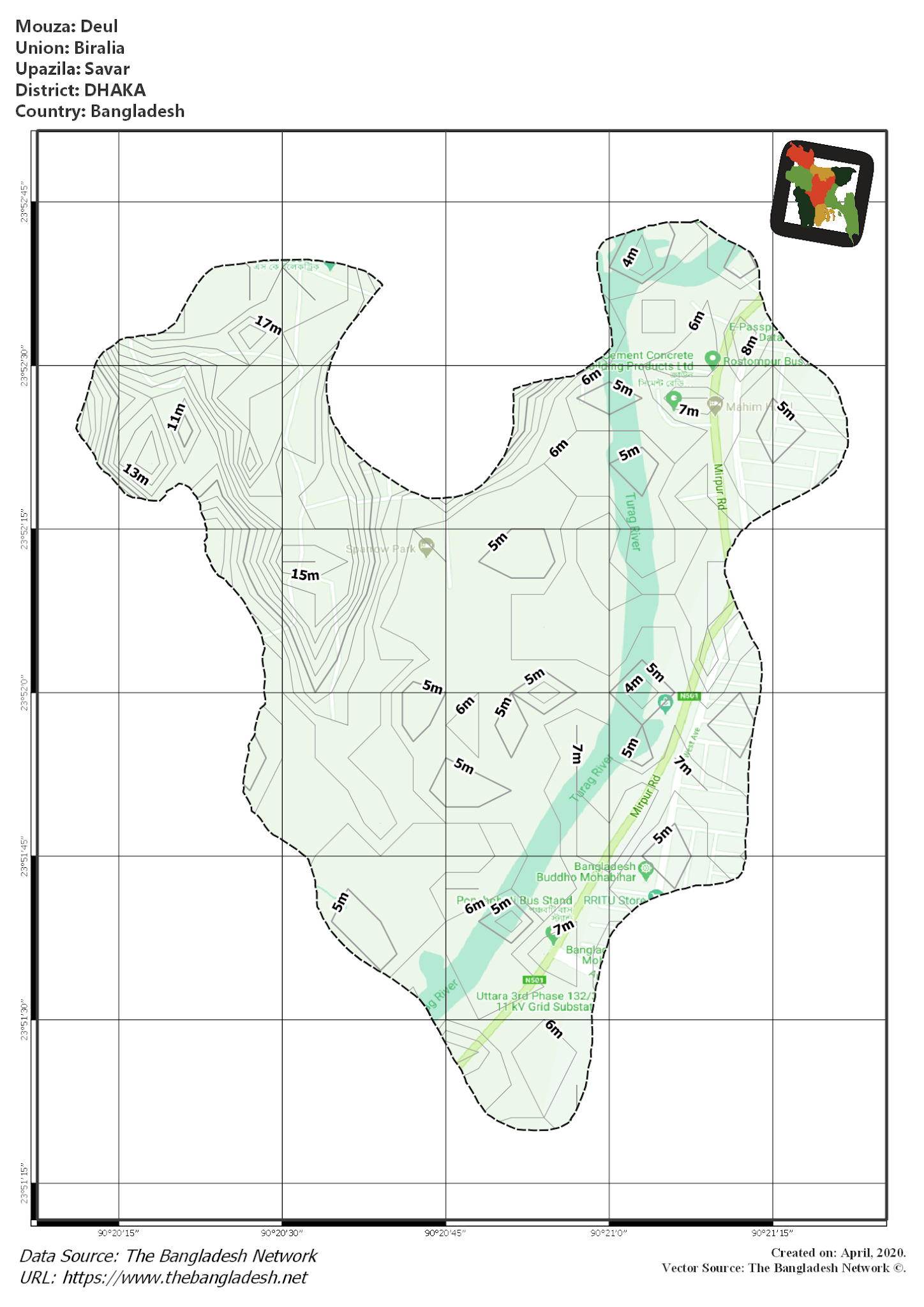 Map of Deul Mouza, Savar, Dhaka