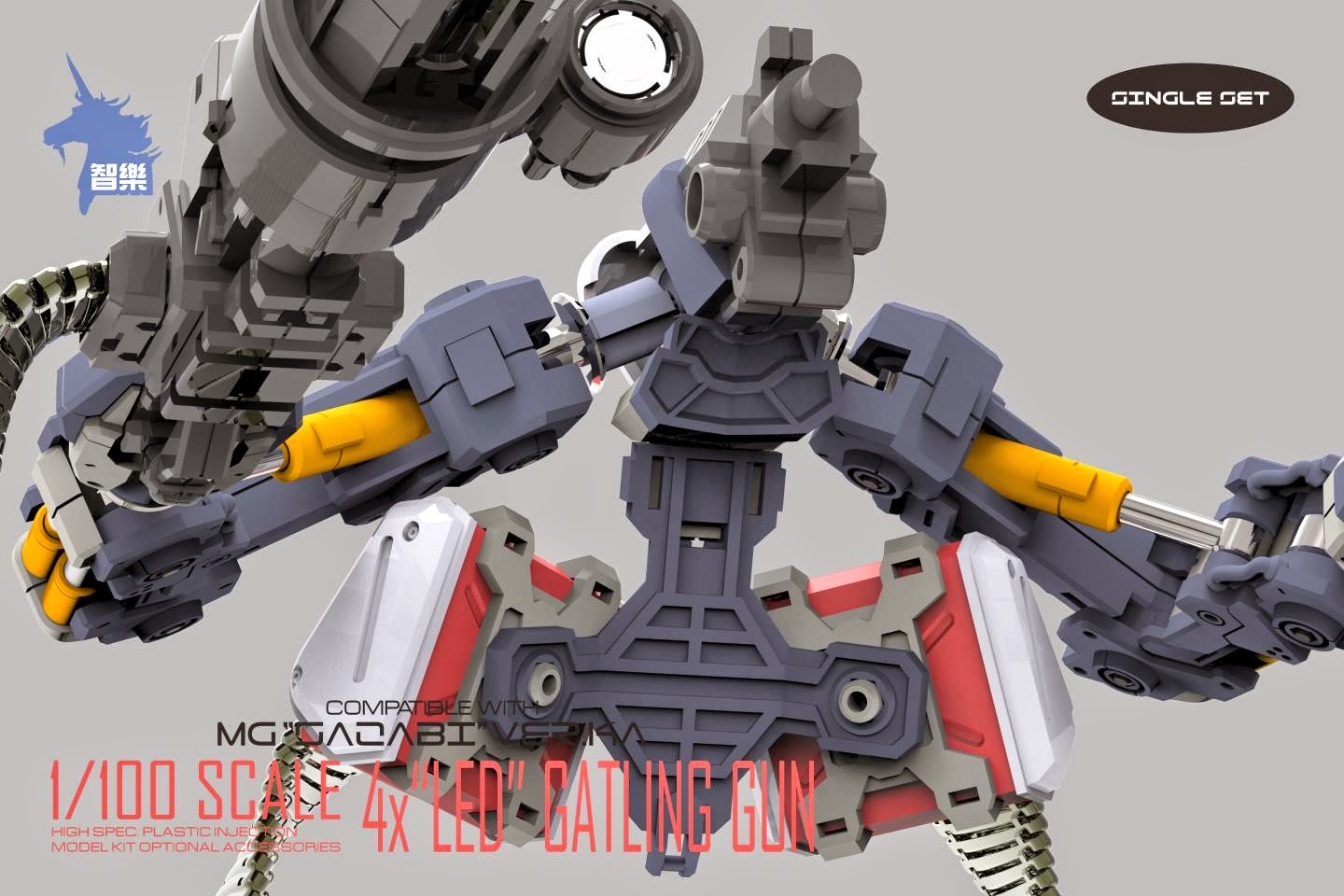 Playwright: 1/100 4x Gatling Gun Set + LED for MG Sazabi Ver. Ka ...