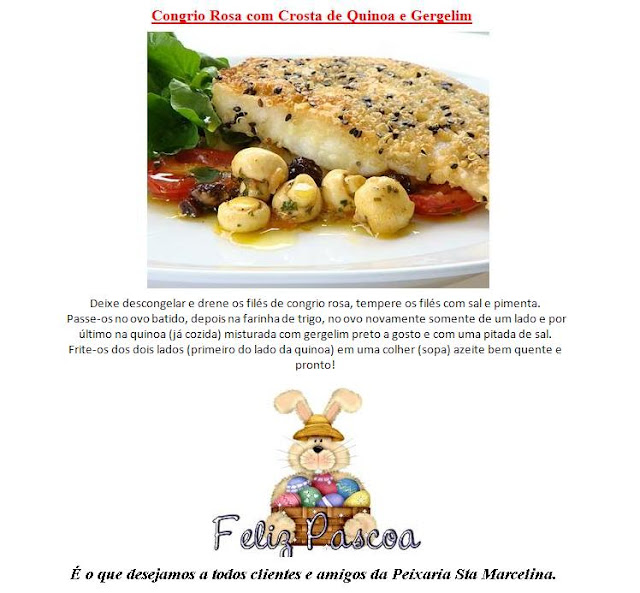 Peixaria Sta Marcelina: CONGRIO ROSA COM CROSTA DE QUINOA E GERGILIM