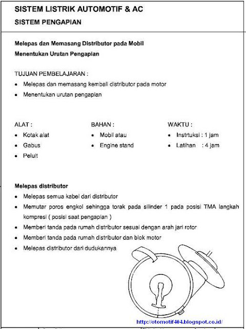 cara memasang dan melepas distributor pada mobil - pembelajaran otomotif