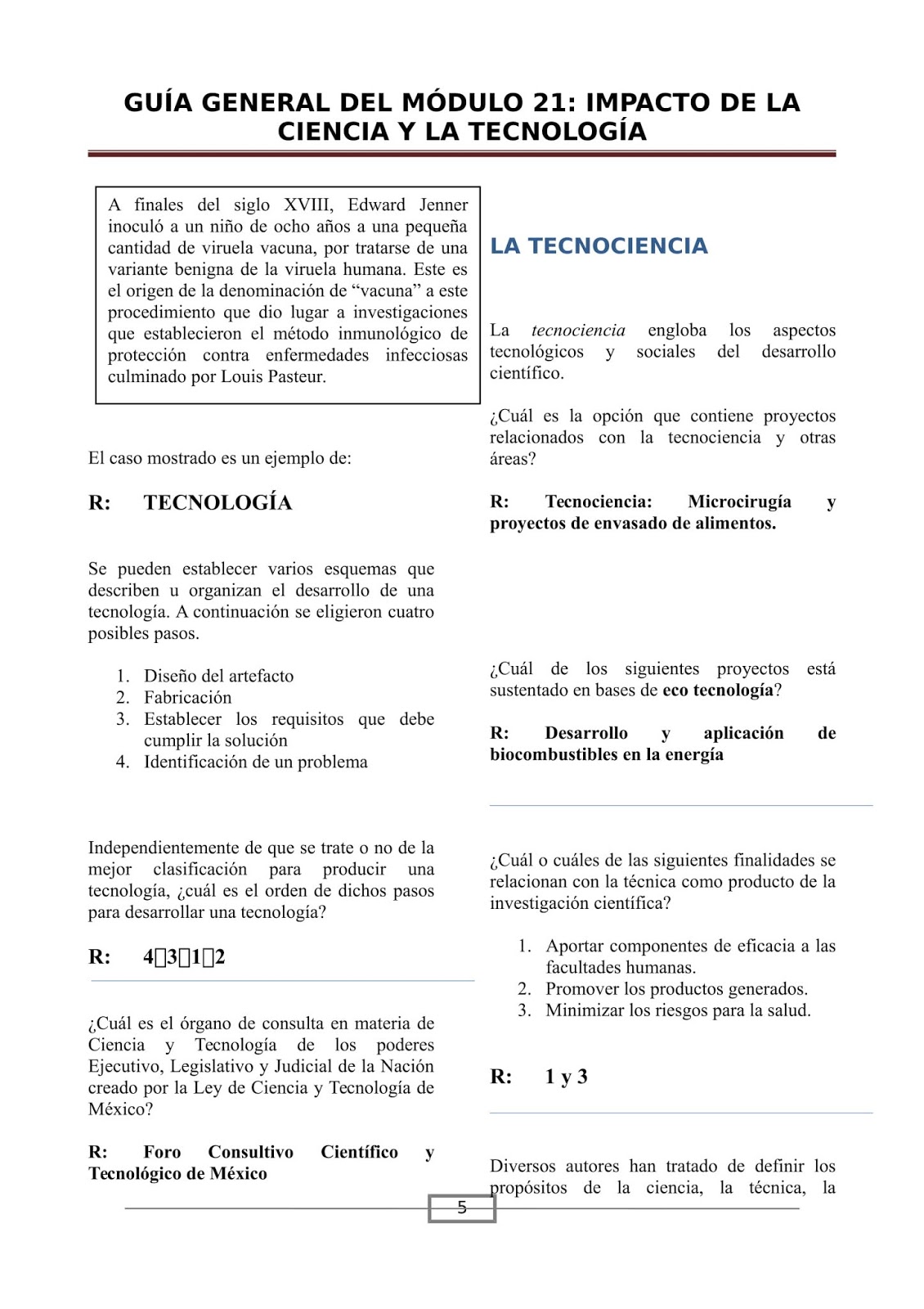 Guías Nuples GDL: Modulo 21 Impacto De La Ciencia Y Tecnologia