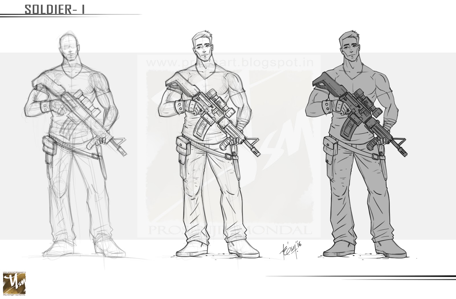 prosenarts: Soldier Characters concept art