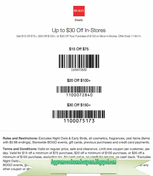 Free Promo Codes and Coupons 2023: Bealls Coupons
