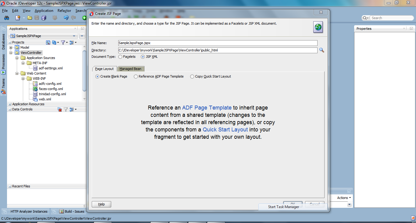 How to create JSF/JSPX page by using Jdeveloper 12c? ~ Oracle ADF 12c (Application Development ...