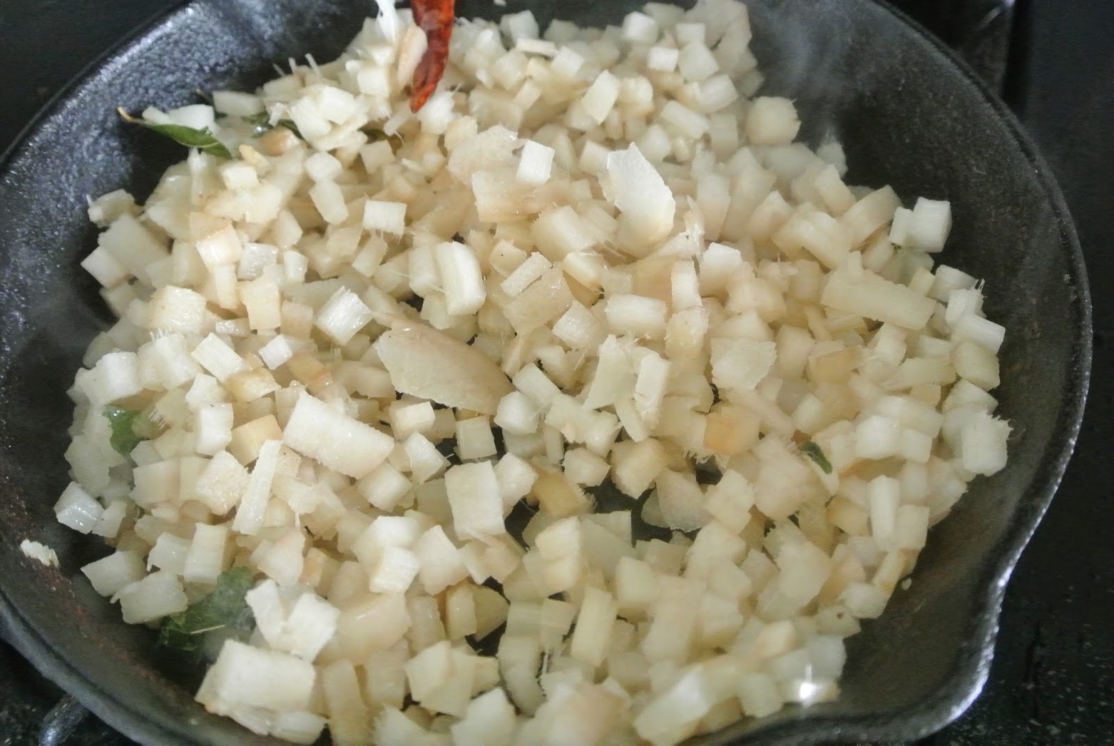 Praba's yummy experiments: Vazhai Thandu Poriyal(Banana Stem Poriyal ...
