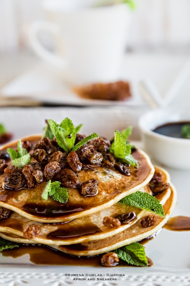 Rum Raisin Pancakes with Rum Syrup