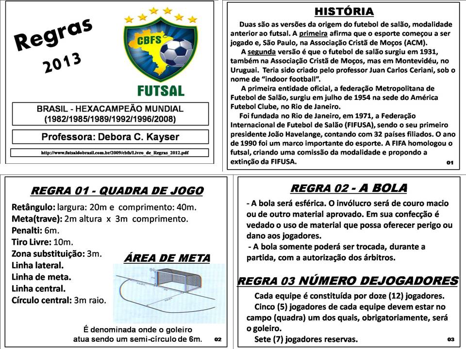 Educação Física - Professora Debora Kayser: 2º Bimestre - FUTSAL ... Educação Física - Professora Debora Kayser: 2º Bimestre - FUTSAL ...