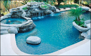Home And Garden : Artificial Rocks around swimming pool