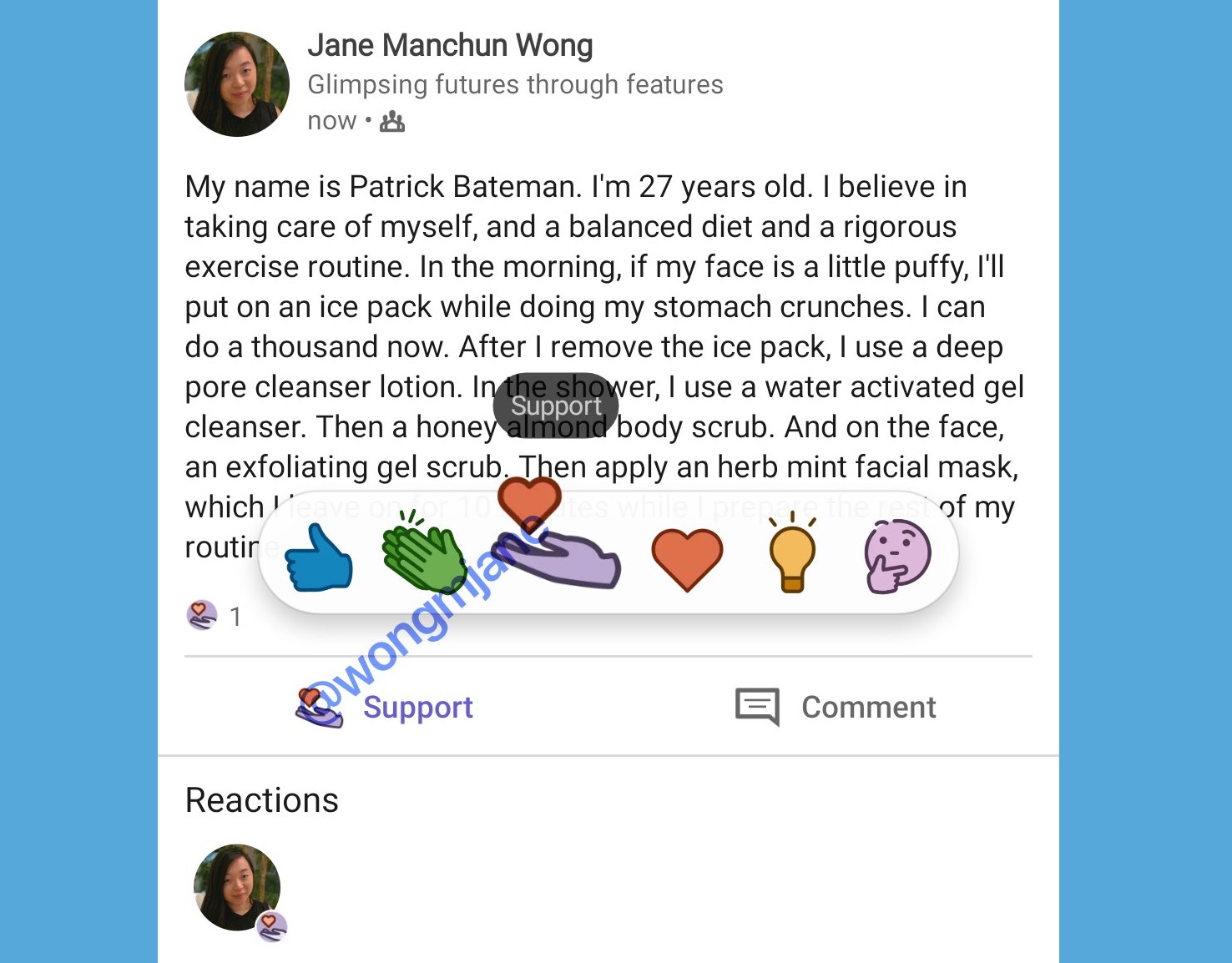 LinkedIn is experimenting with a new Support Reaction in its set of Emojis