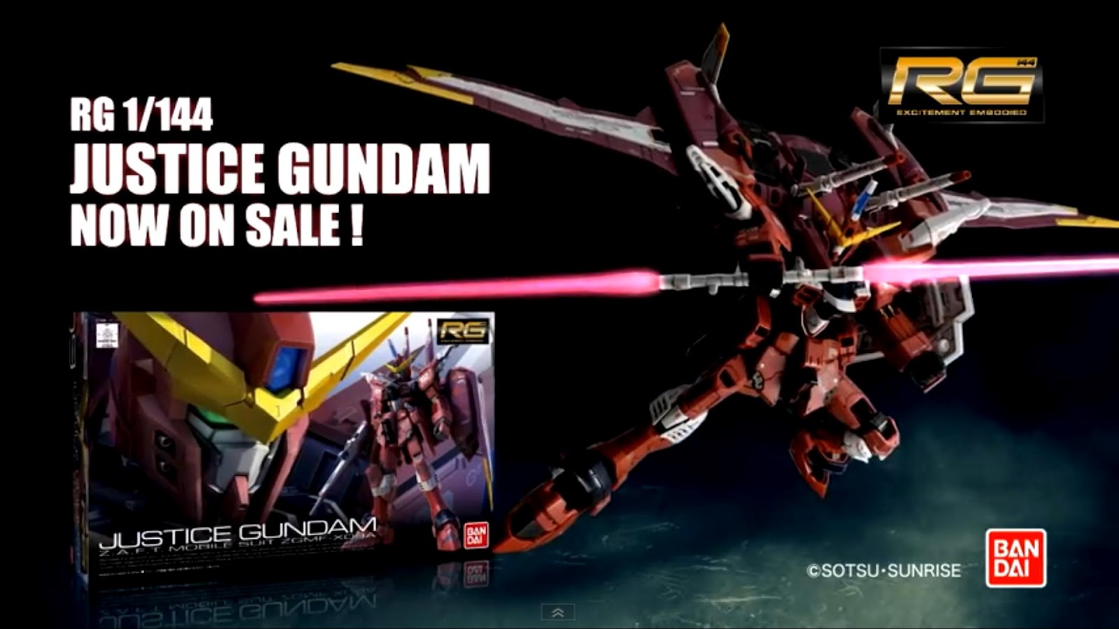 RG 1/144 Justice Gundam on sale promotion video