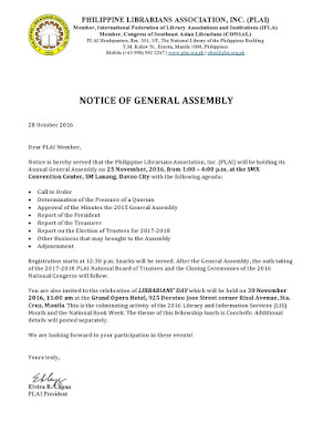 PLAI - Southern Tagalog Region Librarians Council: PLAI : Notice of ...