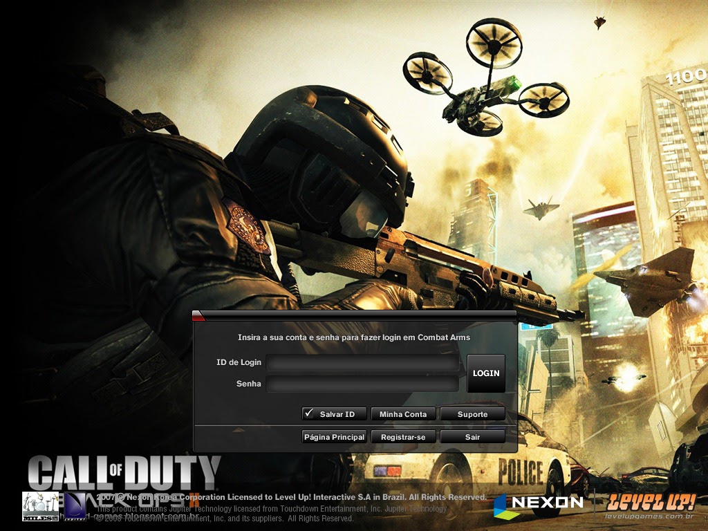 Tela De login call of duty