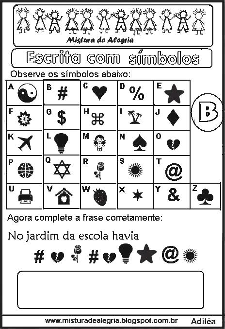 ESCRITAS COM SÍMBOLOS PARA ALFABETIZAÇÃO - Mistura de Alegria
